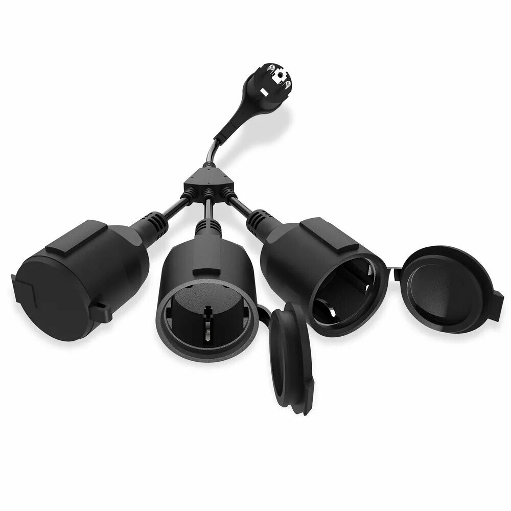 HITRENDS Y-образный евроудлинитель 1x3 с крюком, 5 см, черный, угловая вилка