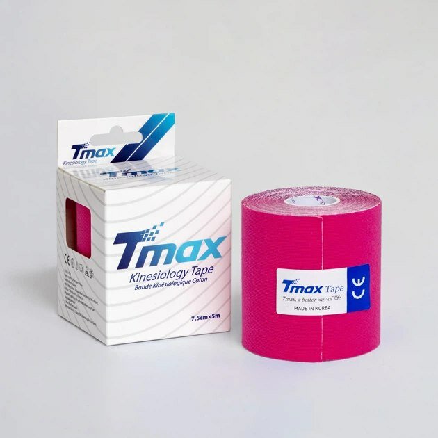 Кинезио тейп хлопок Tmax Extra Sticky 7,5 cm x 5 m, голубой, 96% хлопок, 4% спандекс