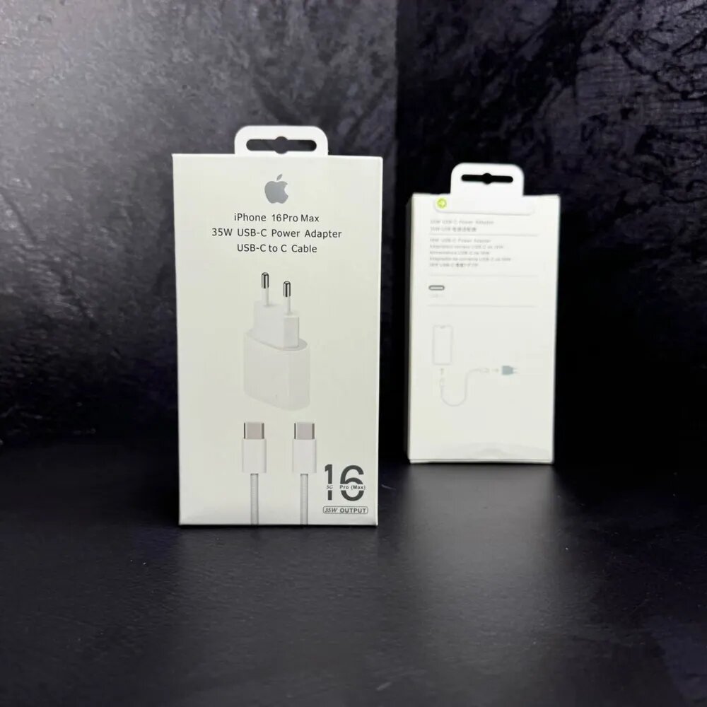 Зарядка для iPhone 15 16 17 Pro Max Plus, мощный блок питания Type-C 35W с кабелем