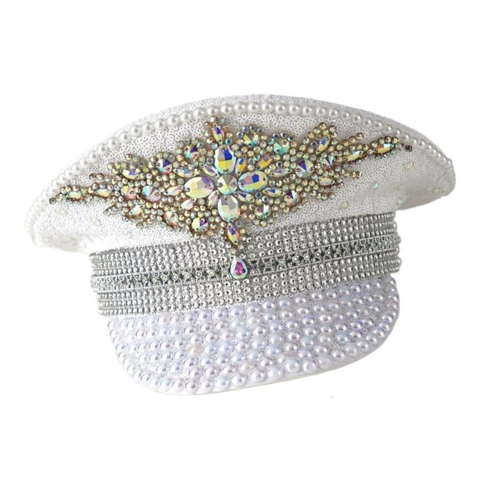Сверкающая капитанская шляпа, шляпа с тяжелыми хрустальными блестками для девичника, шляпа капитана, шляпа невесты для актера Актрисы