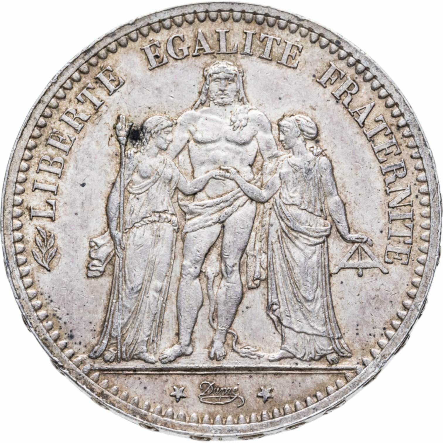 Франция 5 франков francs 1873 Геркулес знак монетного двора: "A" - Париж, Серебро 900, в сохранности AU-UNC