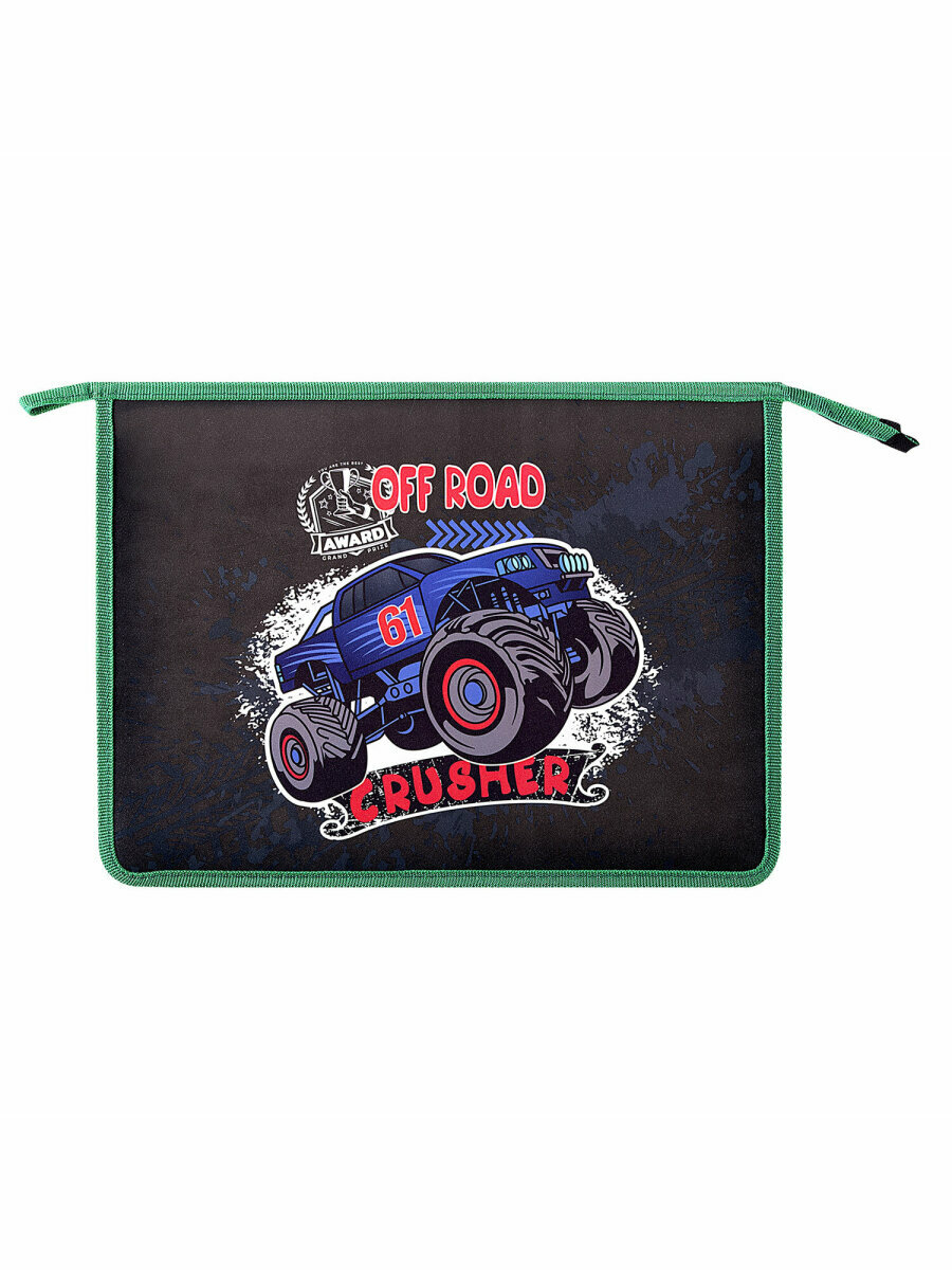 Папка для тетрадей / школы / труда / документов / бумаг на молнии Юнландия А4, 1 отделение, пластик, на молнии, Crusher, 271455