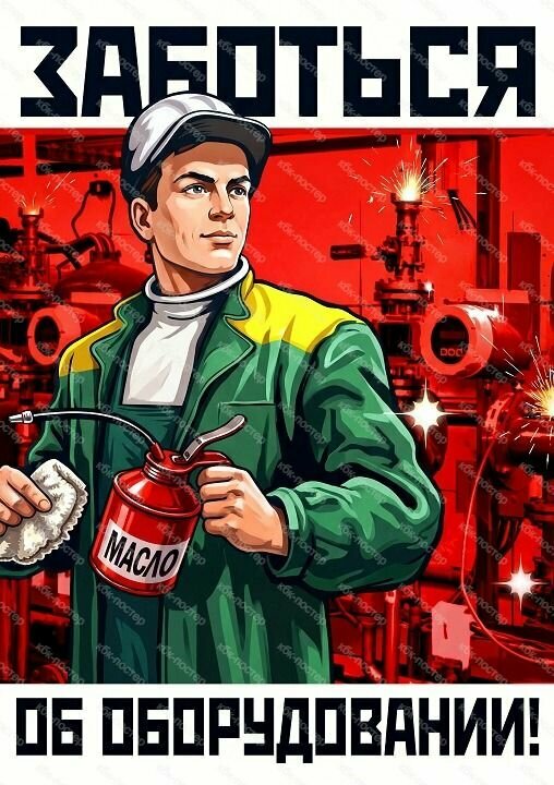 "Заботься об оборудовании". 42*59 см. Советский агит. плакат А2_052.
