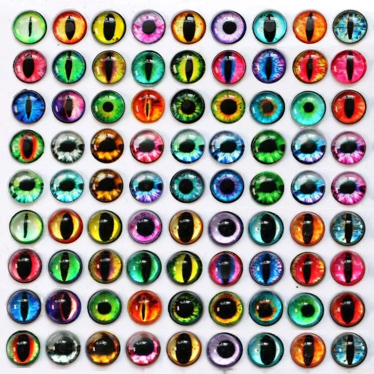 Глазки кабошоны стекло / фурнитура для игрушек, шитья, рукоделия, 8 мм, разные цвета в упаковке, 20 штук
