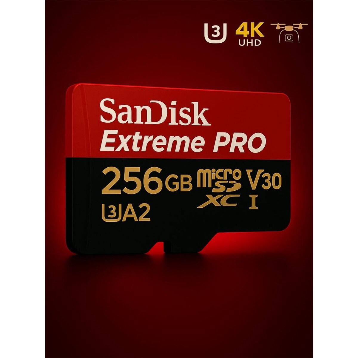SanDisk 256 Гб Карта памяти microSDXC Extreme Pro (SDSQXCD-256G-GN6MA) Class 10 A2 V30 UHS-I, запись до 140 МБ/с, чтение до 200 Мб/с, с адаптером, для 4K-видео, экшн-камер и дронов