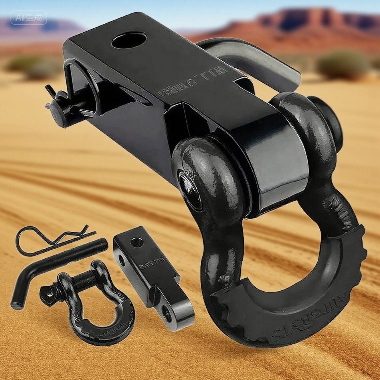 Переходник буксировочный (квадрат 50мм) с шаклом 3/4 (сталь, Чёрный) WH