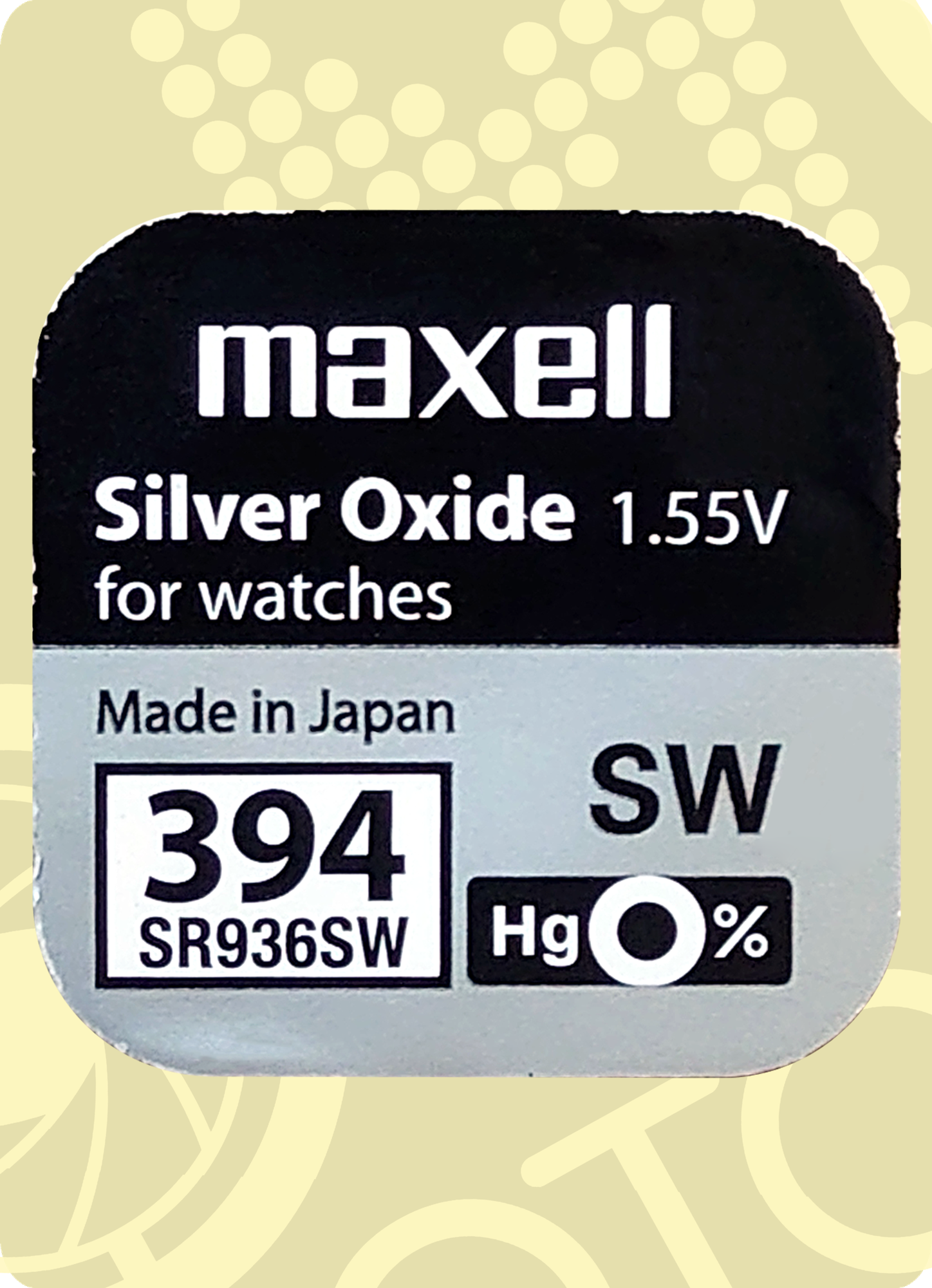 Maxell 394 (SR936SW) | 1.55 Вольт, Оксид Серебра (silver oxide) батарейка - 1шт.