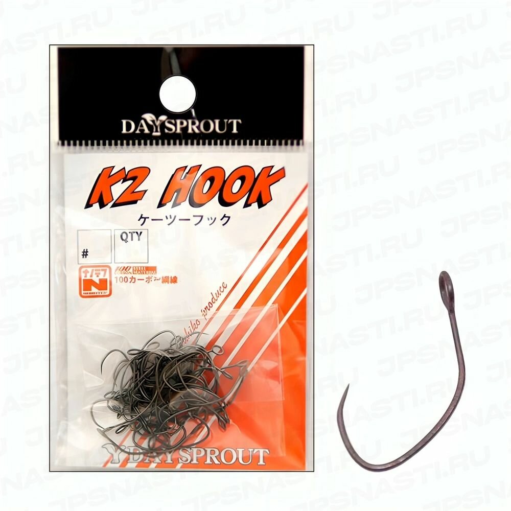 Одинарные крючки для рыбалки Daysprout K2 Hook, Nanotef Coat, #8, 50 pcs / Японские крючки на форель