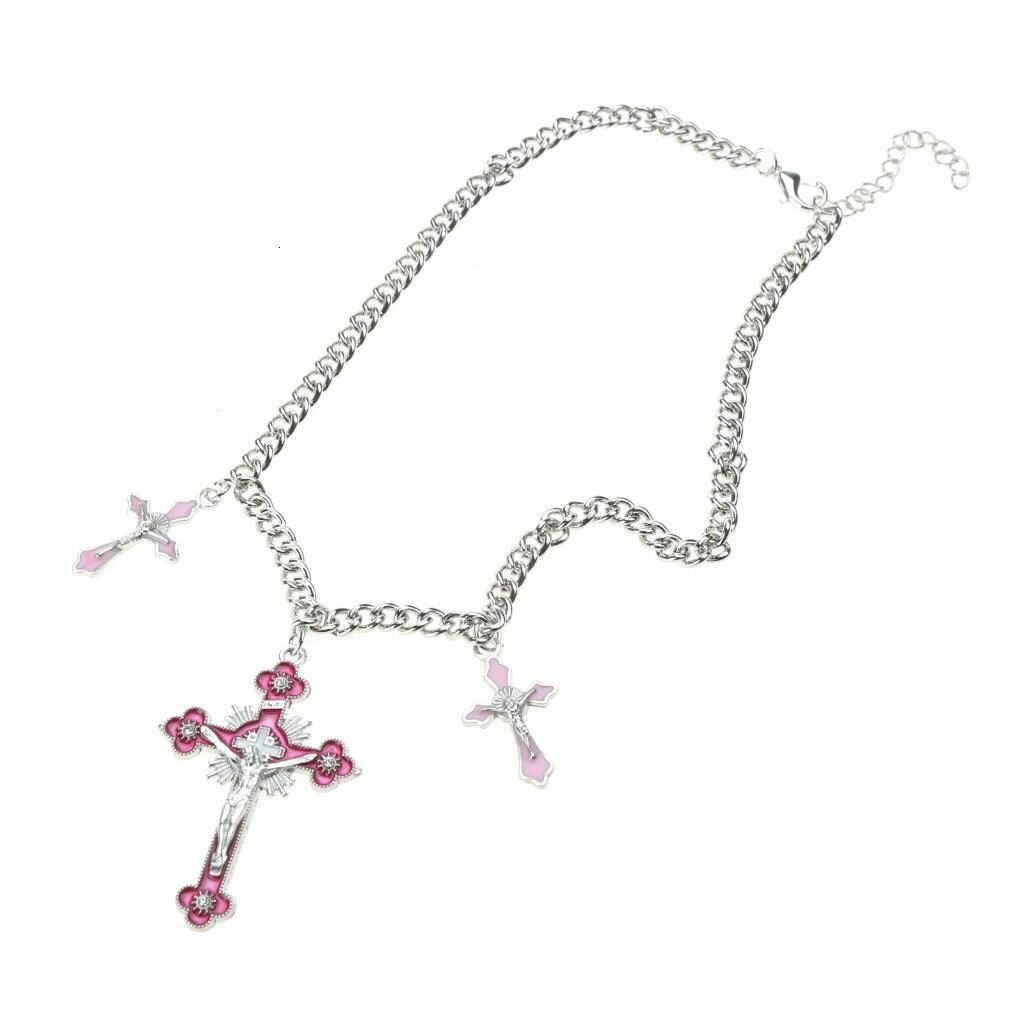 Модное эстетическое уникальное ожерелье с подвеской для женщин Cool Girl Jewelry Chain Y2K, Розовый