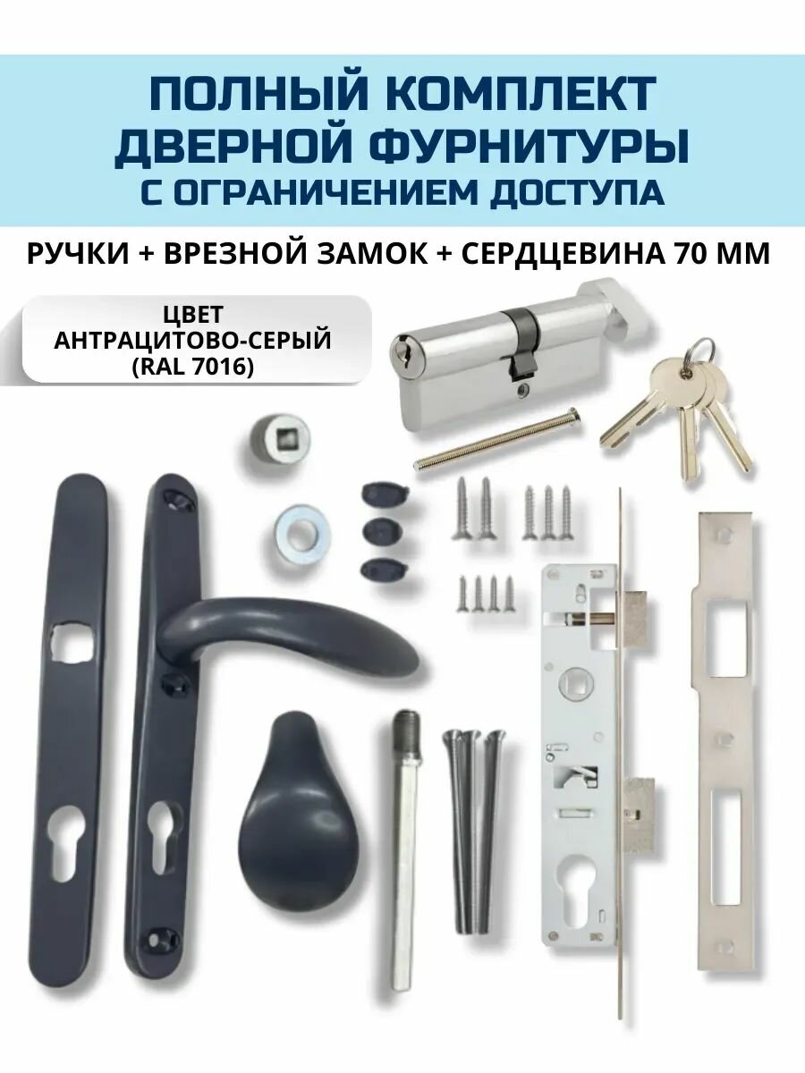 Комплект дверной фурнитуры с ограничением доступа RAL7016