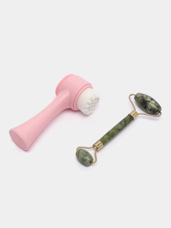 Роллер для массажа лица и щетка для лица 2В1, SABBI