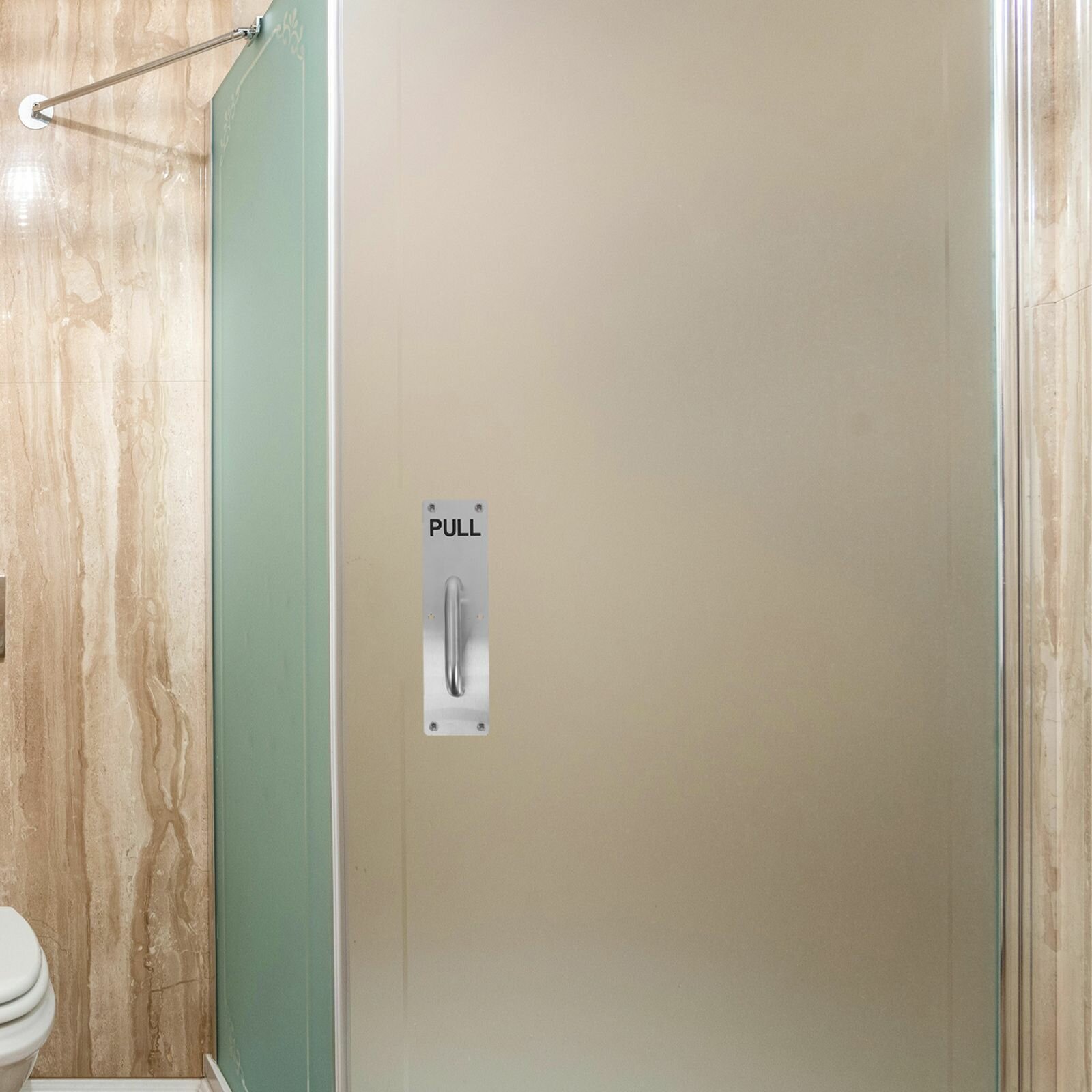 Серебристые дверные ручки из нержавеющей стали с указанием направления для двойных дверей, комплект из 1 наб