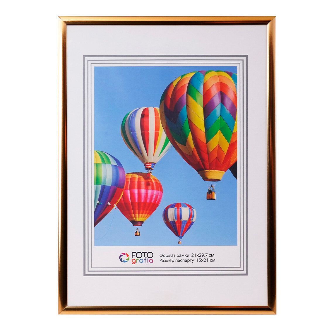 Фоторамка Fotografia А4 21x29.7 см, алюминий, золотистая