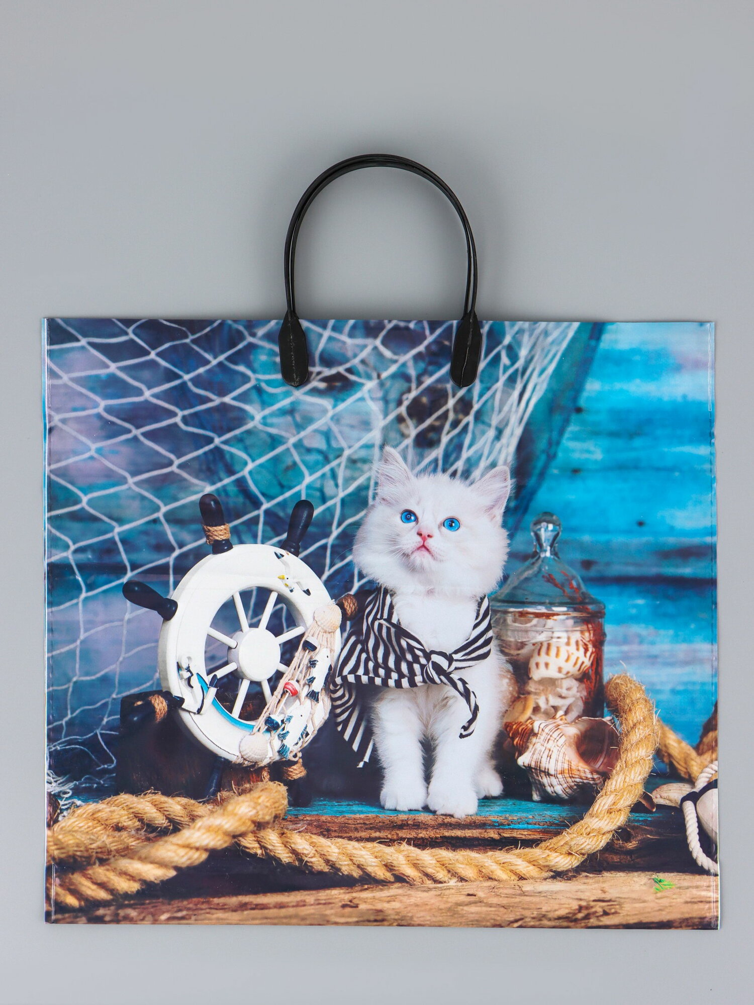 Пакет "Матроскин", полиэтиленовый с пластиковой ручкой, 38x34 + 3 см, 90 мкм, 10 шт.