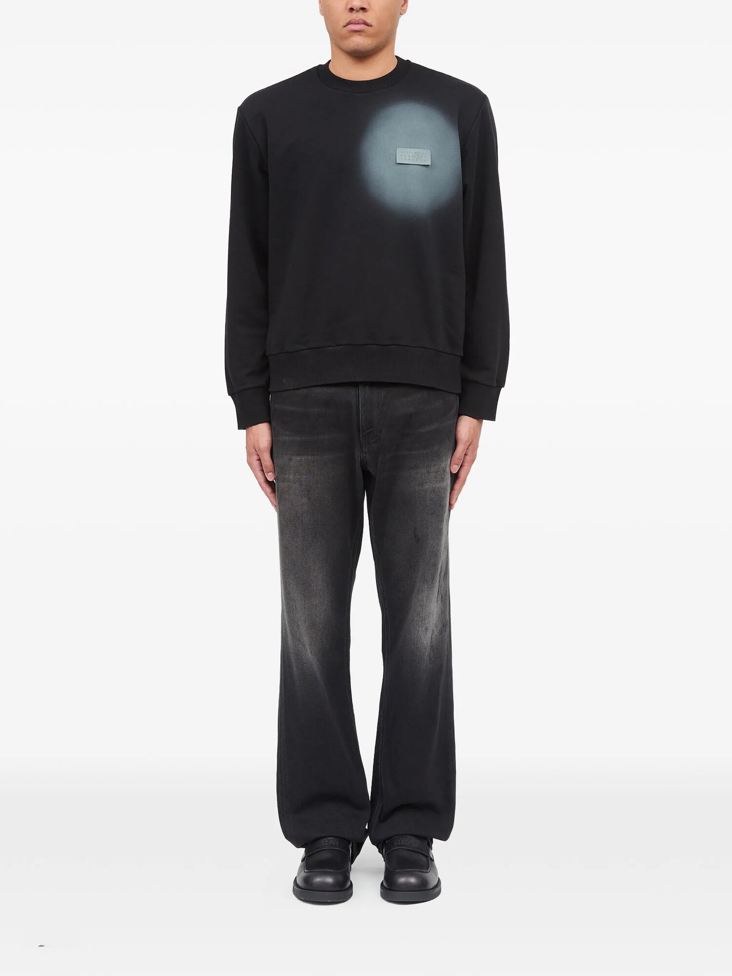 Толстовка MM6 Logo-patch spray-effect sweatshirt, размер S, , black/black — фото 1