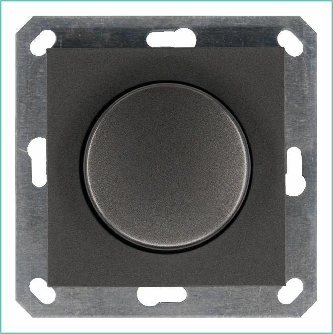 Светорегулятор поворотно-нажимной (диммер) LED 30-400Вт 1gang 2way механизм мокко Jasmart G4012Z