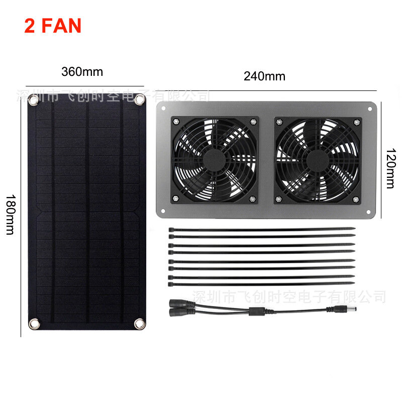 Солнечный вентилятор воздуха фермер Вентилятор солнечной панели питания подходит для собаки парник рекомендую