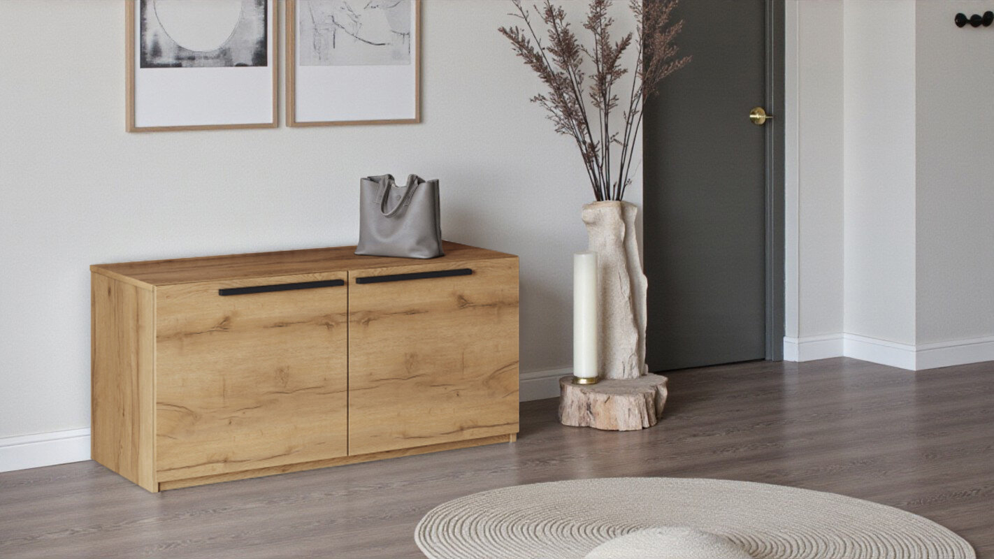 Обувница Лорена Пакс-2 Дуб Золотистый U1148 NEW 100x43x48 см, желтый Фиеста