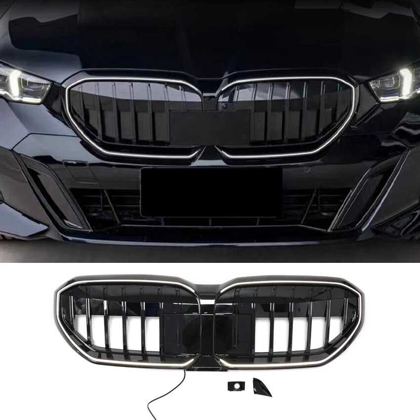Передняя решетка радиатора с LED-подсветкой белого цвета для BMW 5 серии G60 G61 520i 530e i5 2023-2025: Аксессуары для автомобиля, улучшающие внешний вид без повреждений