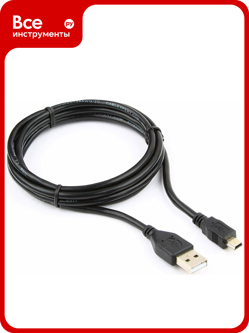 Кабель Cablexpert USB 2.0 Pro, AM/miniBM, 5P, 1.8м, экран, черный пакет CCP-USB2-AM5P-6