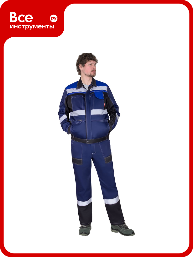 Костюм сириус "Виват"-Р, куртка, п/к, темно-синий/черный/васильковый, СОП 50 мм р.104-108/182-188 (ЧЗ) 152196-р