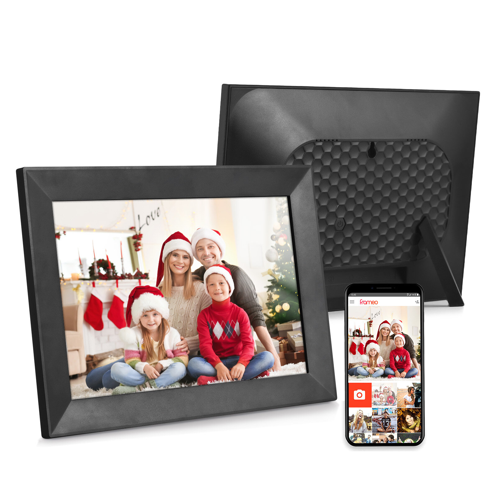 10.1 Inch WiFi Digital Photo Frame Built-in 16GB Memory Smart Digital Picture Frame LCD Touch Panel Auto Rotation APP Sharing Birthday Festival Christmas Gift for Family Friends Black/ White 1280*800 16:10 MPEG-1 MPEG-2 MPEG-4 H.263 H.264 VC1 MP3 WMA AAC