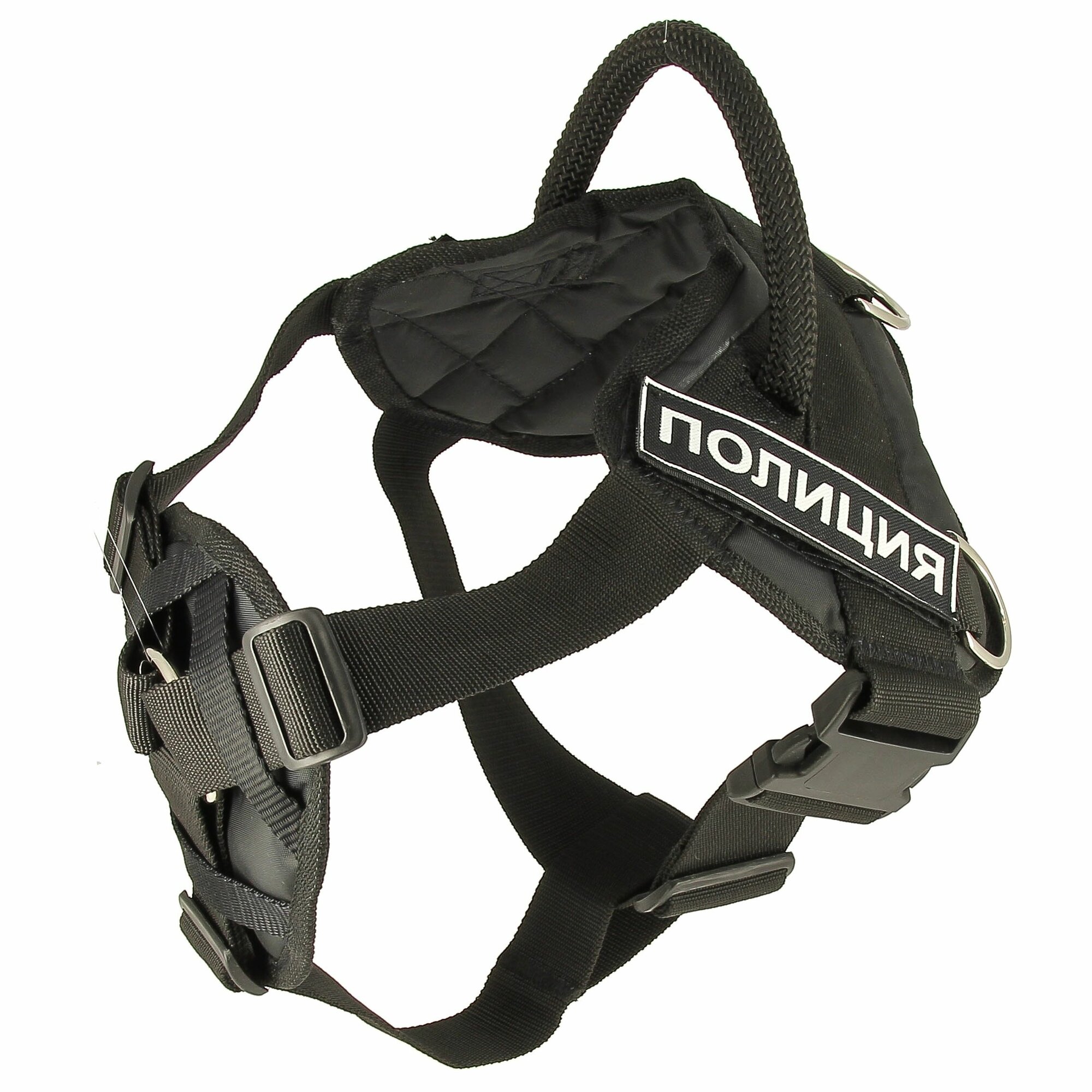 Шлейка нейлоновая с грудью (размер S) шея 55-65см, грудь 55-70см c нашивками