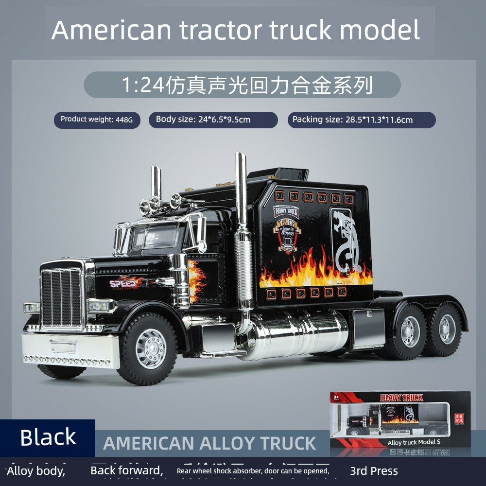 Модель грузовика Peterbilt 389 1:24 из сплава с черным цветом для инженерного транспорта игрушка
