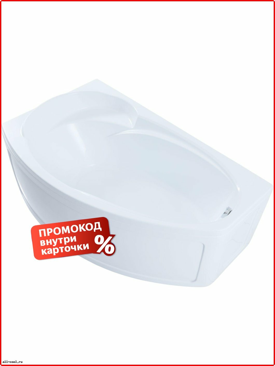 Ванна Aquanet Savina 170x90, акрил, асимметричная, встраиваемая пристенная, левая, белый, с каркасом
