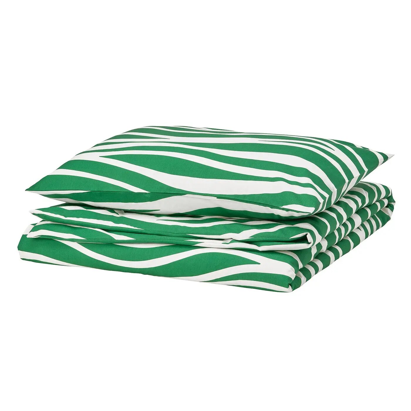 Чехол для одеяла и подушка PORTLAKMÅLLA, зеленый/белый, 150x200/50x80 см