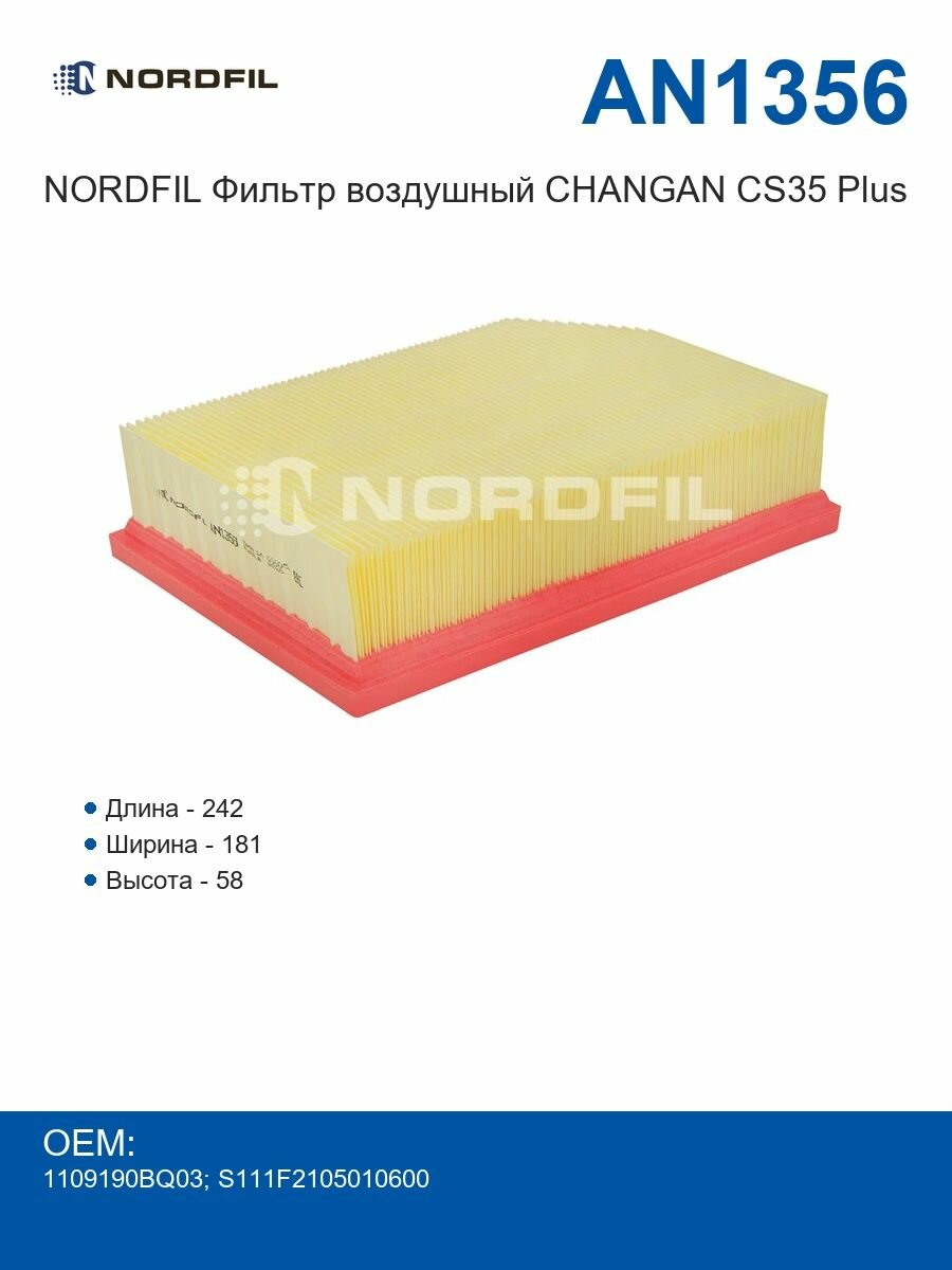 NORDFIL Фильтр воздушный CHANGAN CS35 Plus