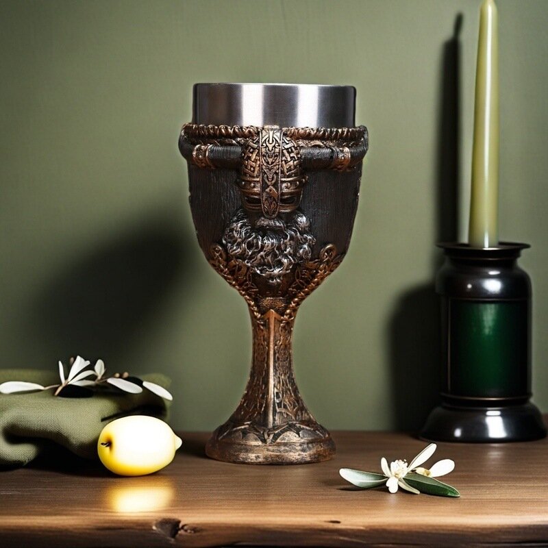 2026 Ретро средневековый норвежский викингский шлем кубок 3D из смолы и нержавеющей стали