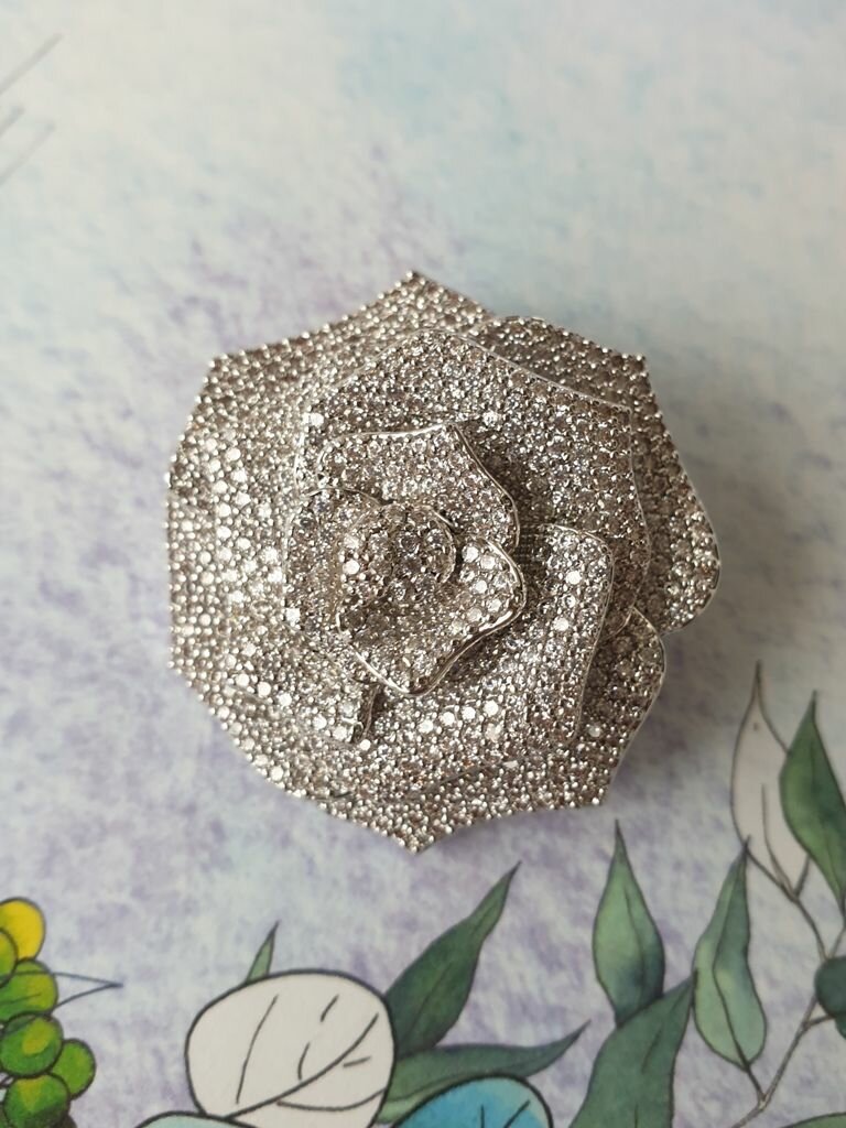 Брошь, фианит, стразы