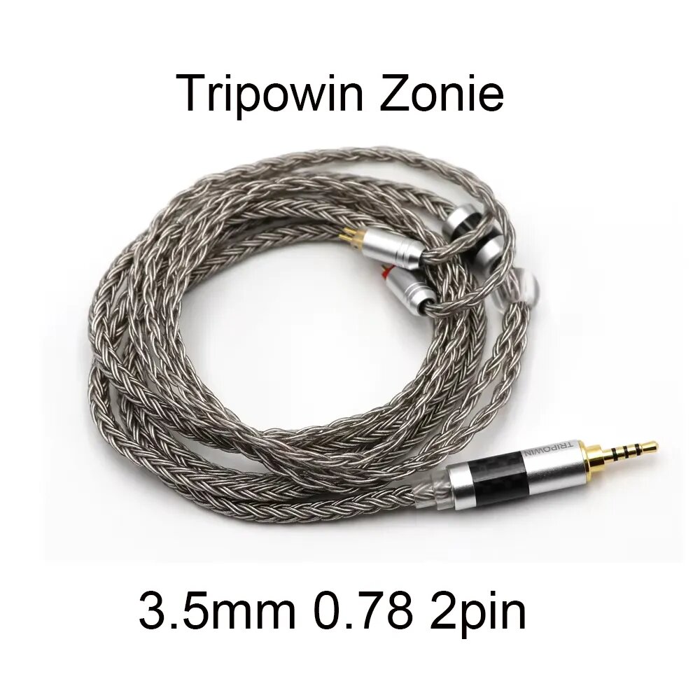 Tripowin Zonie 16-жильный аудиокабель SPC с серебряным покрытием Hi-Fi звук, для наушников(3.5 мм + 0.78 2-pin)