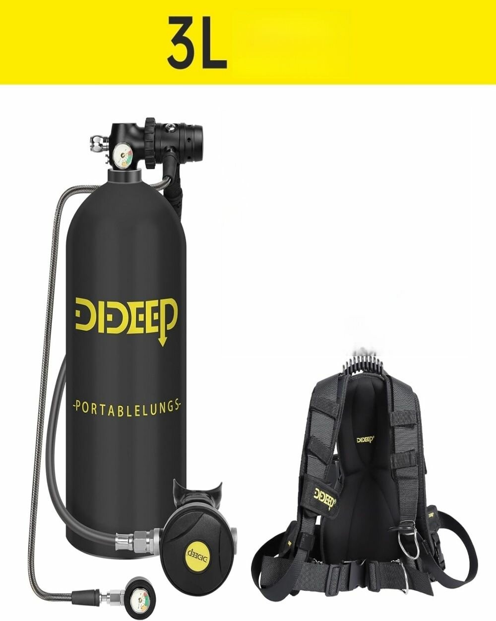 Новое 3-литровое водолазное снаряжение DIDEEP X6000Pro, портативный респиратор для дайвинга