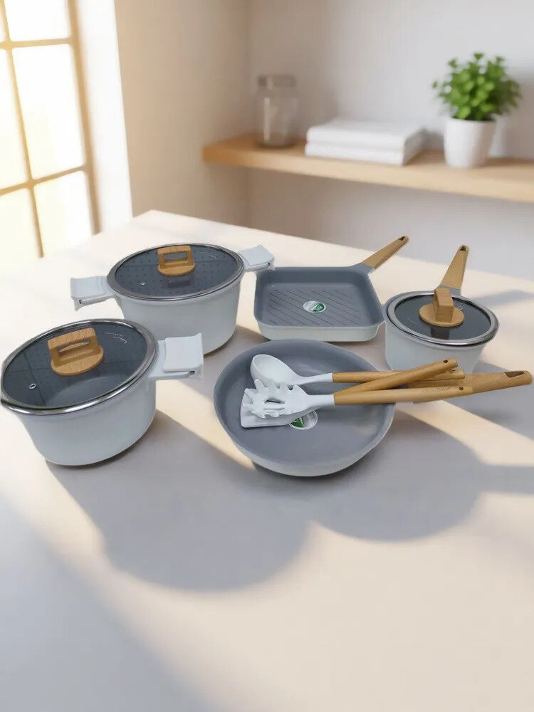 Набор посуды, с антипригарным покрытием, 12 предметов в комплекте