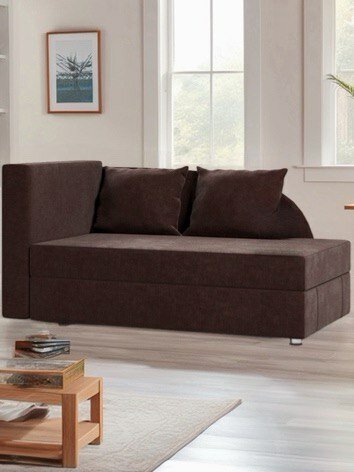 Диван-кровать Софа "Малыш", Еврокнижка (Выкатной) темно-коричневый велюр Кабрио левый угол