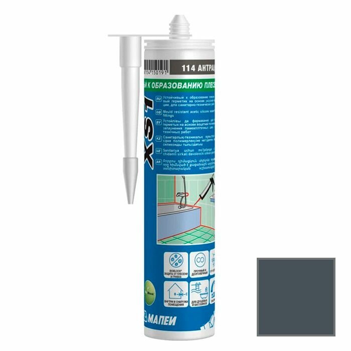 Силиконовый герметик Mapei Mapesil XS1 №114 антрацит, 310 мл