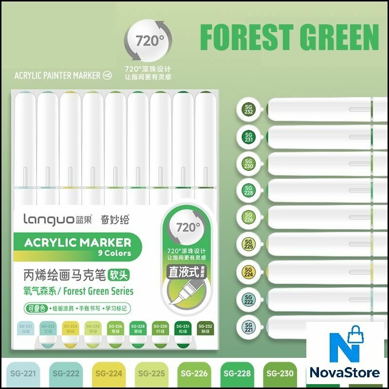 Эксклюзивный набор из 9 акриловых маркеров RG для скетчинга и граффити