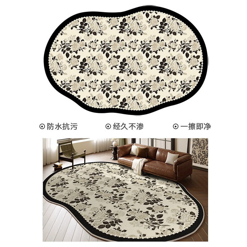 Новый ковер нестандартной формы в американском стиле для гостиной и спальни, водонепроницаемый и легкий в уходе, напольный коврик нестандартной формы во французском стиле для дивана.