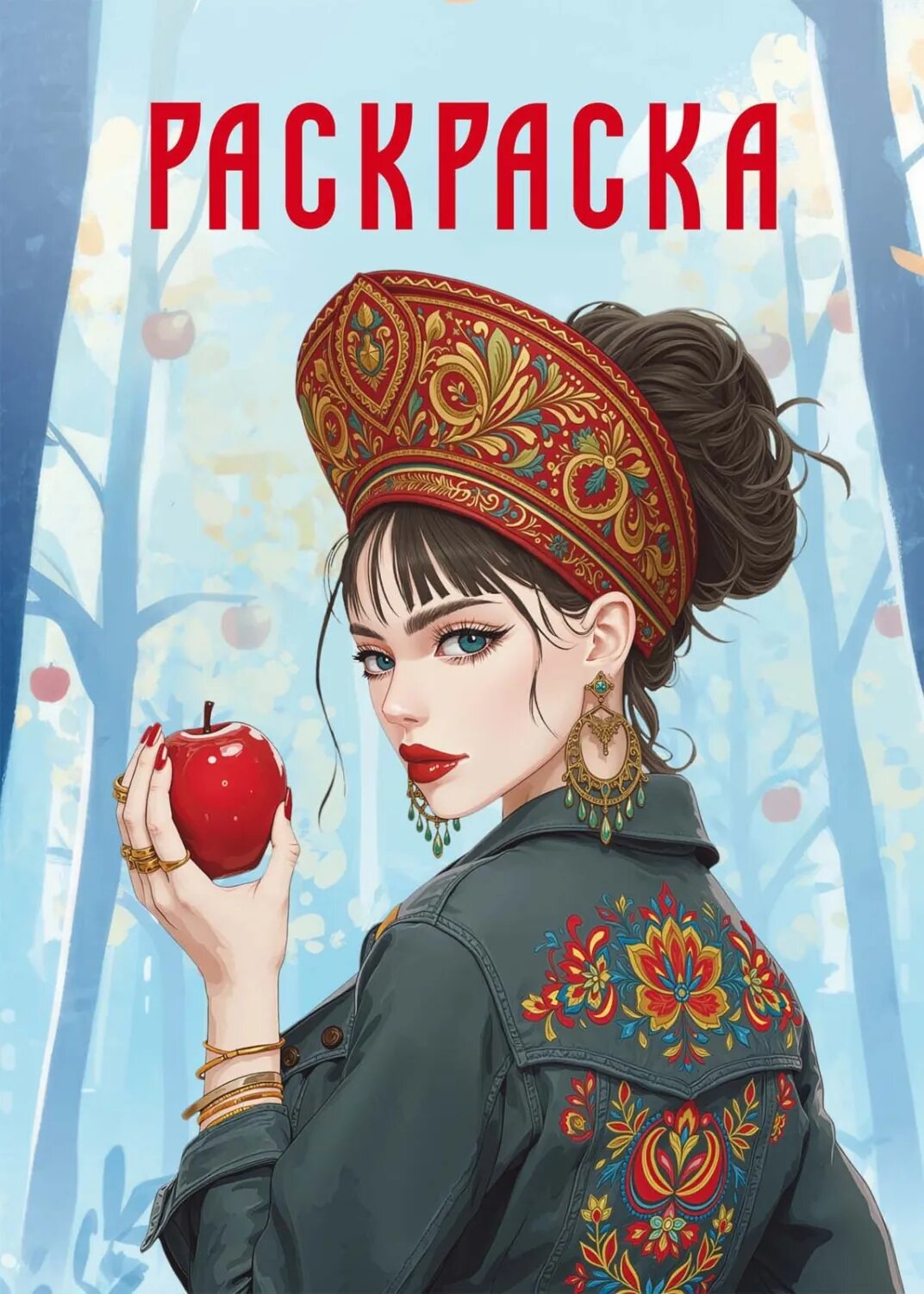 Раскраска-антистресс. Девушки. Девушка в кокошнике [Цифровая книга]