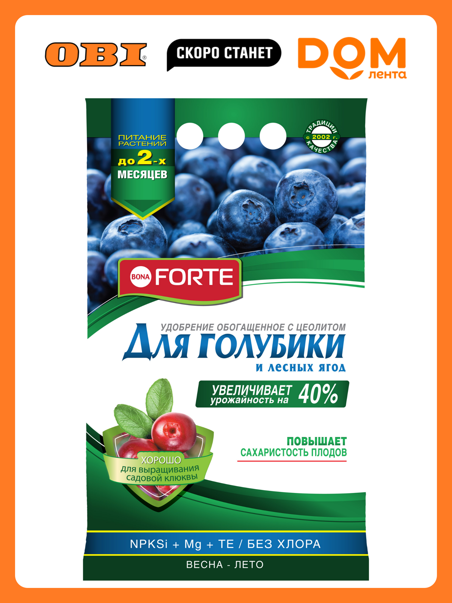Удобрение для голубики и лесных ягод BONA FORTE с цеолитом 2,5 кг