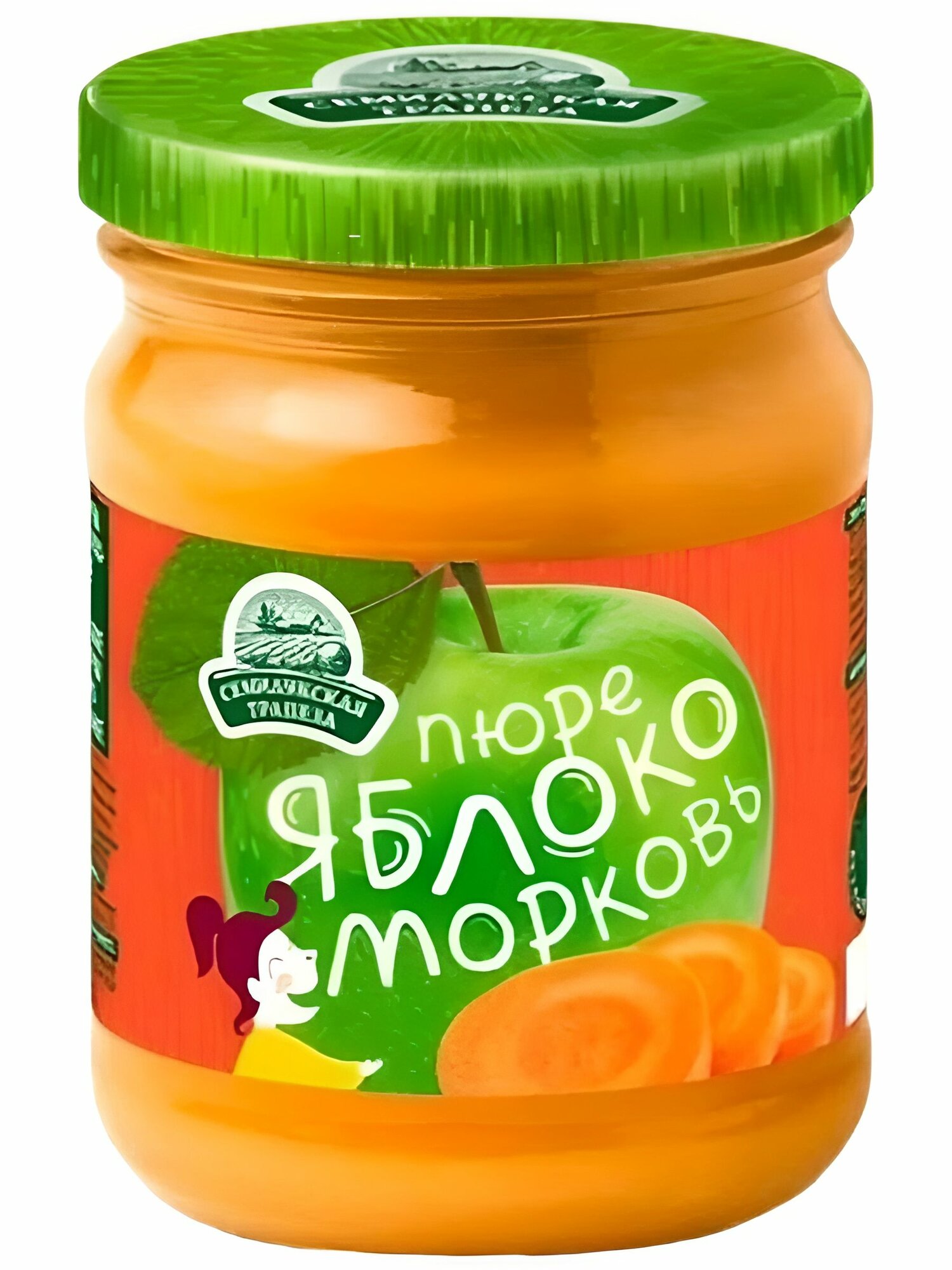 Пюре натуральное фруктовое с сахаром Яблочно-морковное 260 грамм, 1 банка