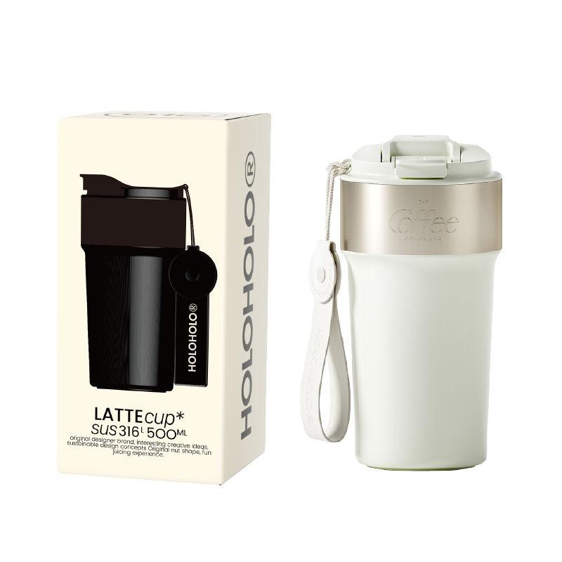 Термокружка унисекс HOLOHOLO Coffee 316L, 500ml, moon white (ceramic liner), нержавеющая сталь, керамическое покрытие