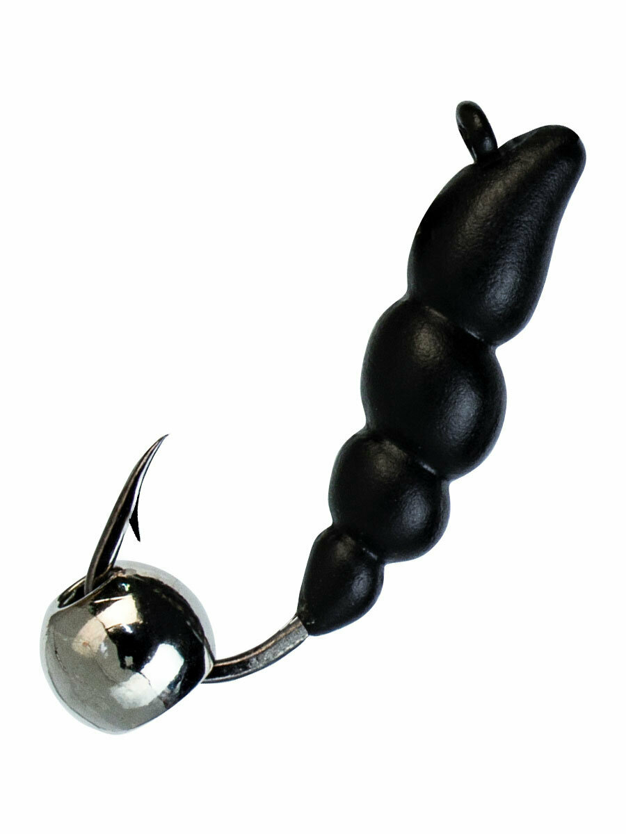 Мормышка безнасадочная (безмотылка) для летней и зимней рыбалки Личинка жужелицы "Левша-НН", 0,68 г, латунный шар серебро, крючок №14, чёрный / 3 шт.