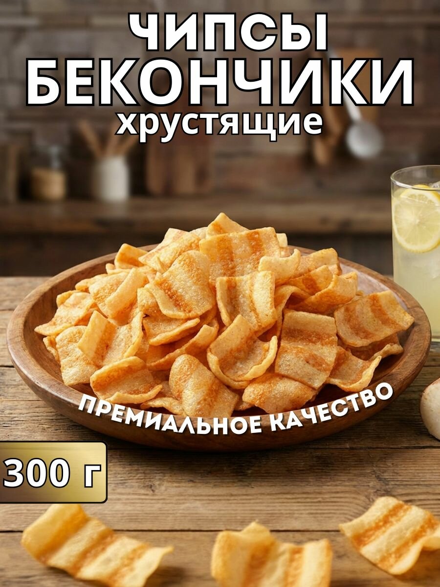 Чипсы пшеничные бекончики хрустящие к пиву 300г