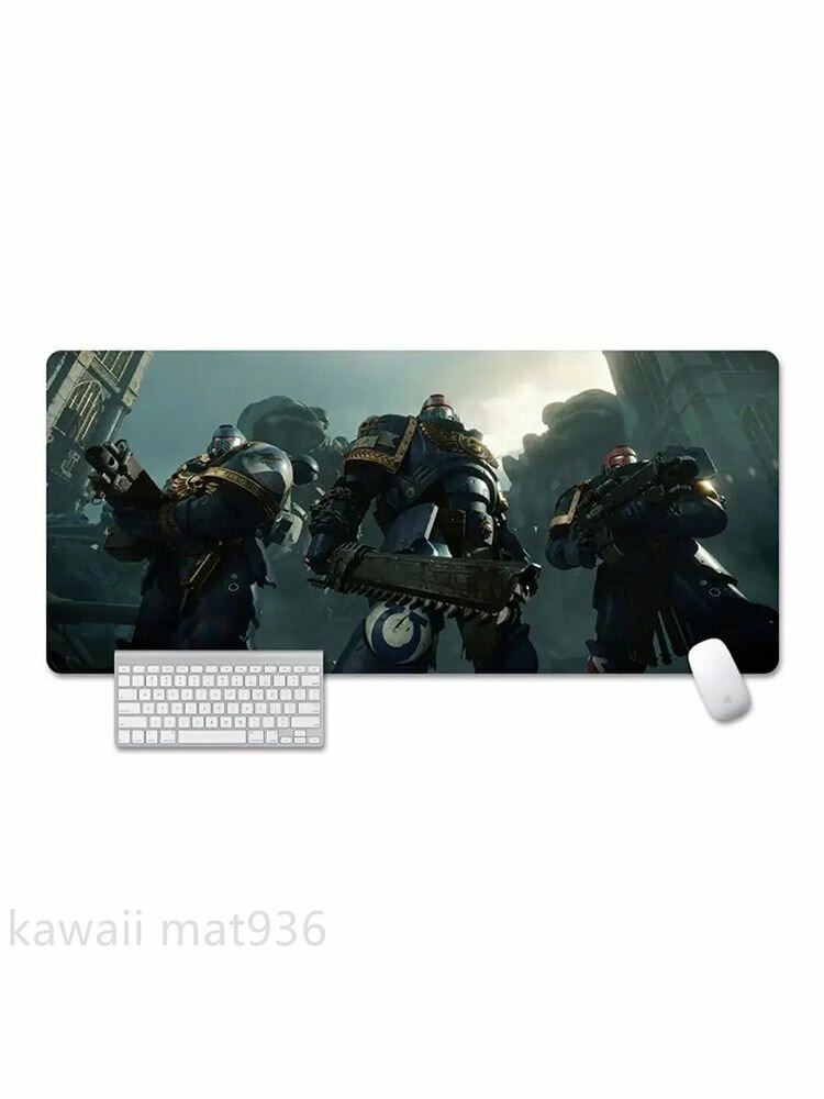 Коврик для мыши WARHAMMER 40K, для игрового компьютера, XXL, черный, серый, тёмно-зелёный