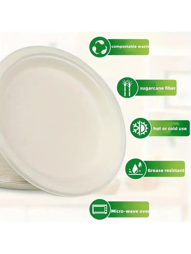 Одноразовая посуда / Тарелка одноразовая биоразлагаемая, 20 шт.