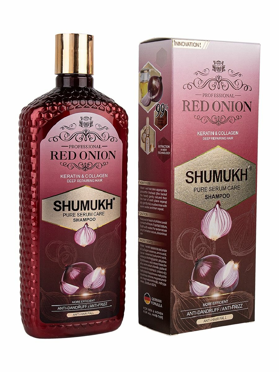 Шампунь с красным луком от перхоти и выпадения волос Shumukh, 420 мл