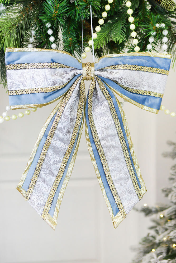 Декоративное подвесное украшение бант маринель, текстиль, 45х38 см, Winter Deco 1135269